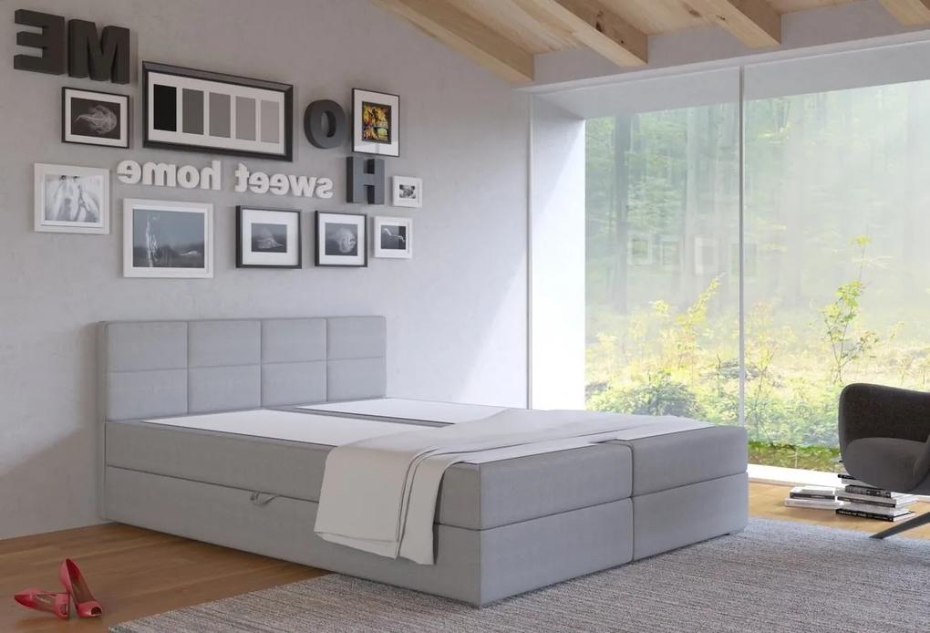 Americká postel boxspring CS89011, s matrací a úložným prostorem, světle šedá, 180x200 cm