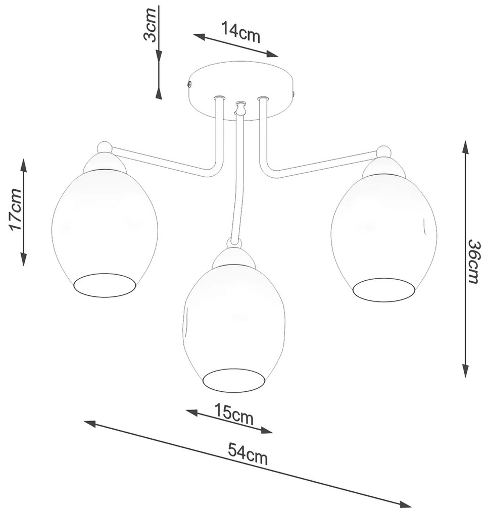 Stropní svítidlo Fillan, 3x grafitové skleněné stínítko
