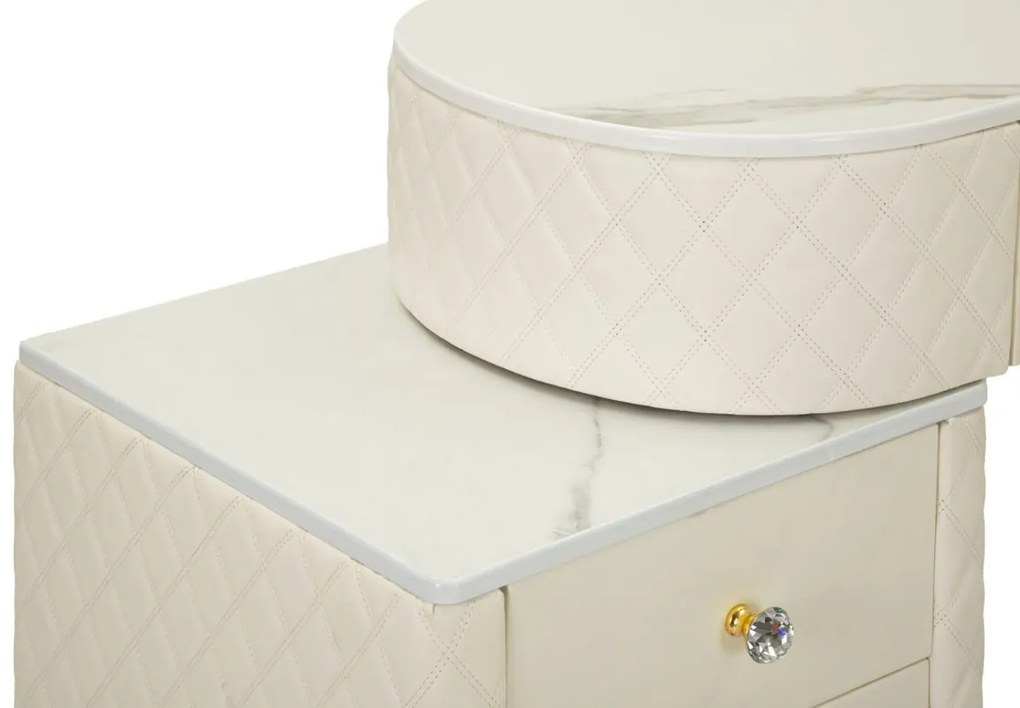 Designový toaletní stolek s taburetkou Pembroke krémový