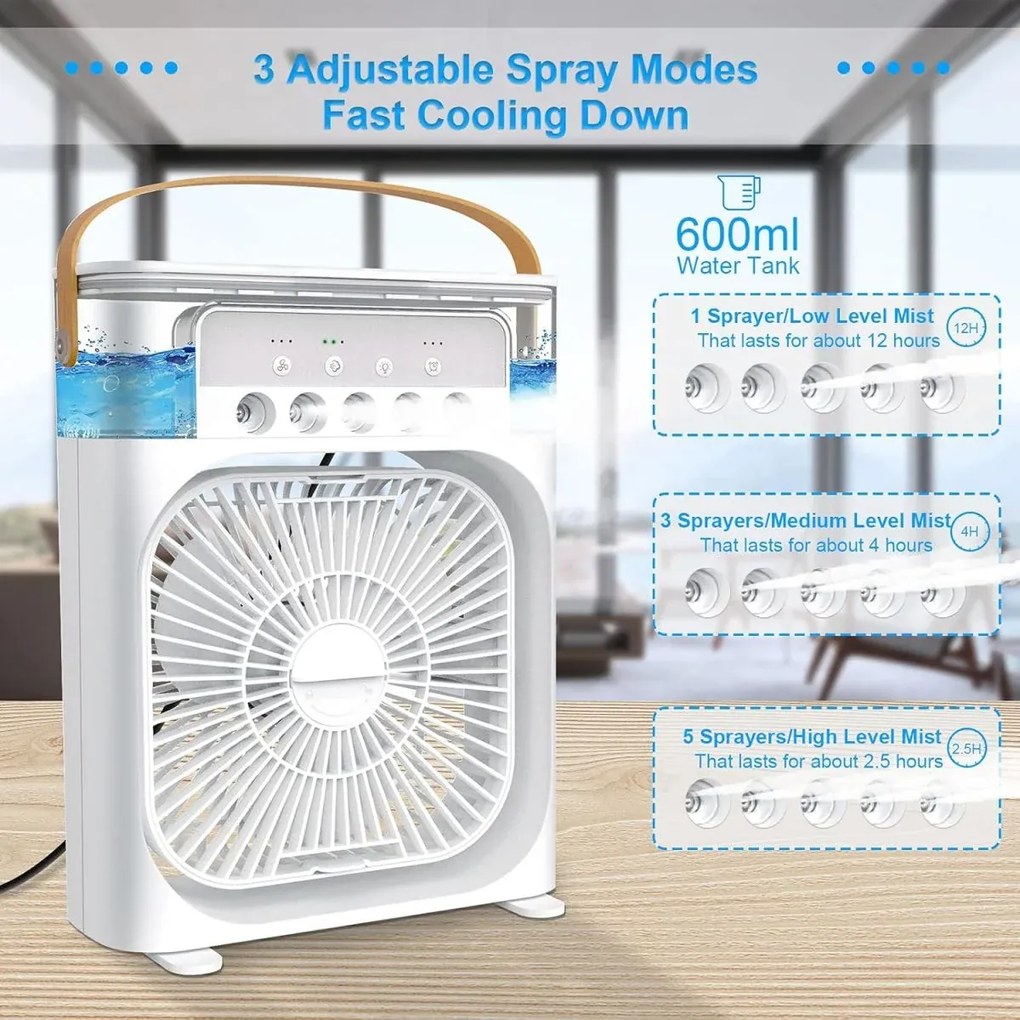 AFF Domácí přenosný ventilátor 3 v 1 se zvlhčovačem vzduchu