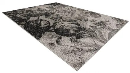 koberec SIZAL FLOORLUX 20491 KVĚTINY stříbrný / Černá velikost 160x230 cm | krásné koberce cz