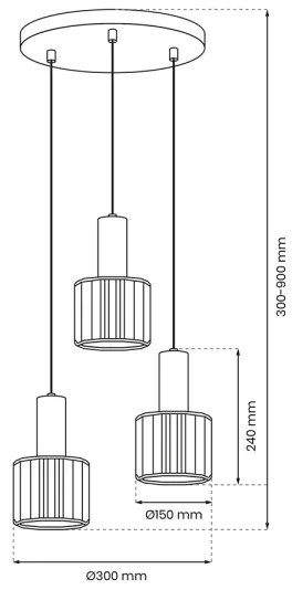 Lustr na lanku CRISTAL 3xE27/60W/230V černá