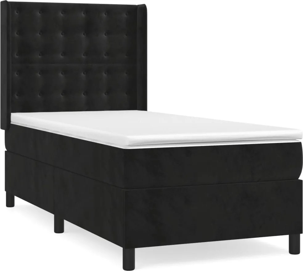 Box spring postel s matrací černá 100x200 cm samet 3132905