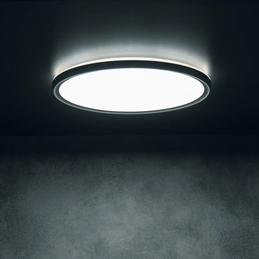 KANLUX KANLUX, AZPO stropní LED svítilna, průměr 225mm, 11,8 W, 3000/4000/6000K, IP54, černá mat, 31513