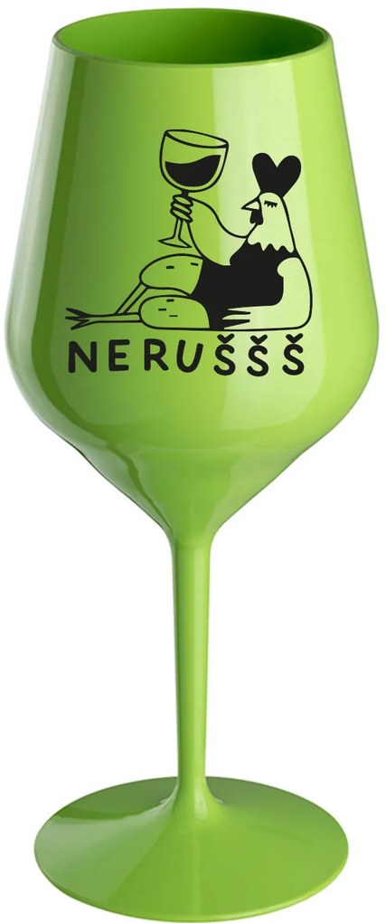 NERUŠŠŠ - zelená nerozbitná sklenice na víno 470 ml