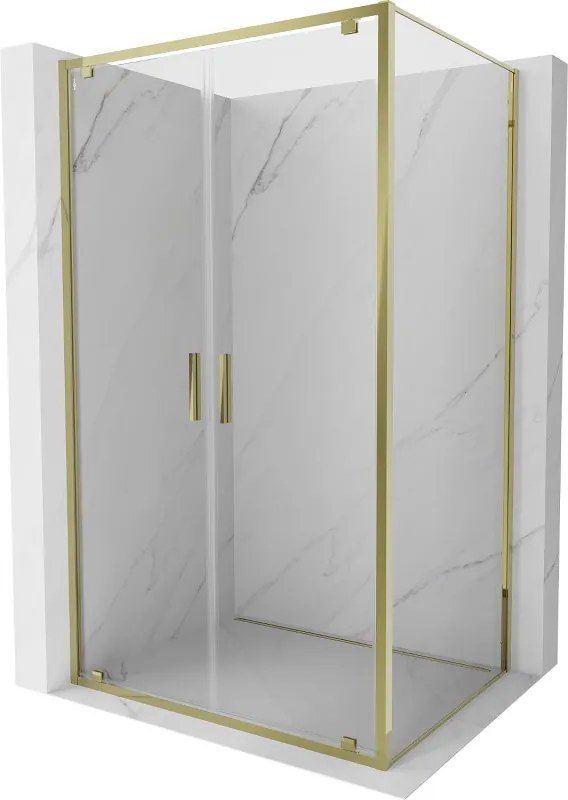 Mexen Exo, výklopná sprchová kabina, dveře 120 cm + boční stěna 100 cm, transparentní sklo, zlatá, 8182-120-100-50-00