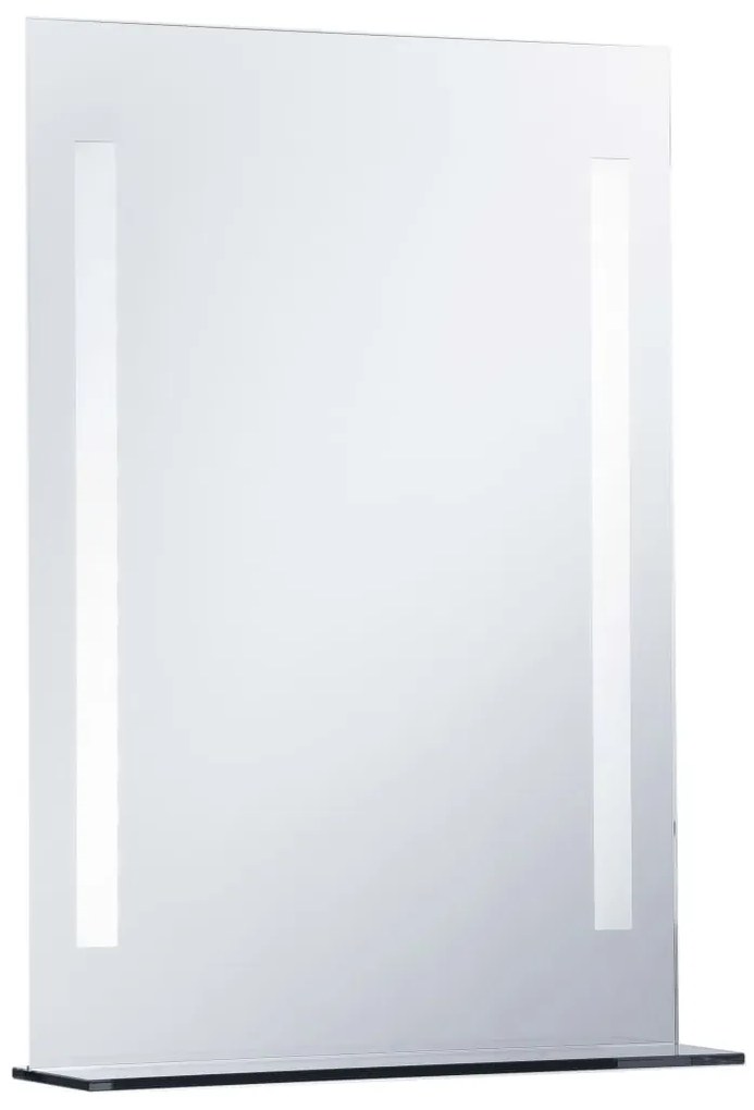Koupelnové nástěnné zrcadlo s LED světlem a policí | 50 x 70 cm