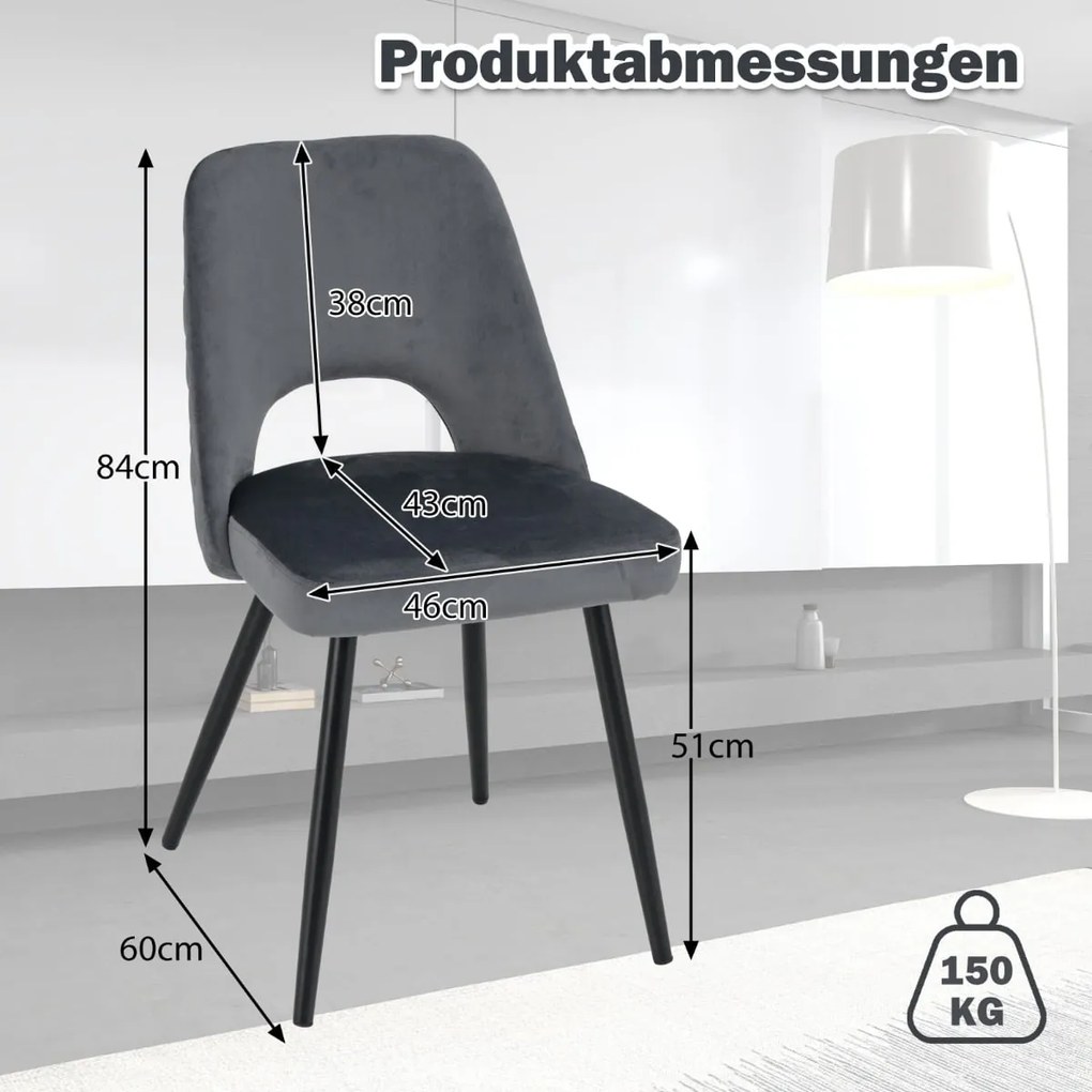 Costway Sada 2 jídelních židlí čalouněné židle do 150 kg jídelní židle