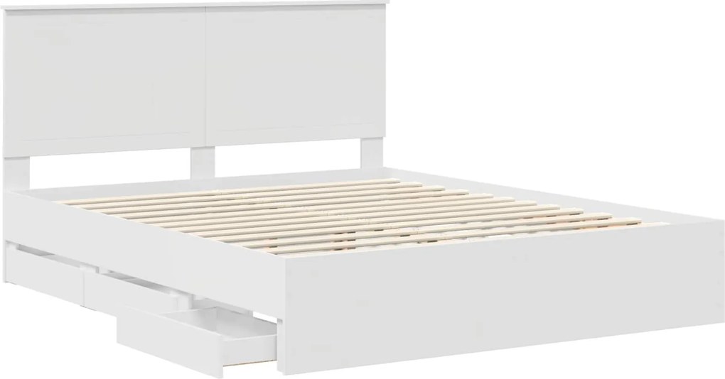 Rám postele se zásuvkou Bílá 160 x 200 cm Inženýrské dřevo 3411096