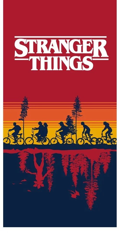 Červená bavlněná dětská osuška 70x140 cm Stranger Things – Jerry Fabrics