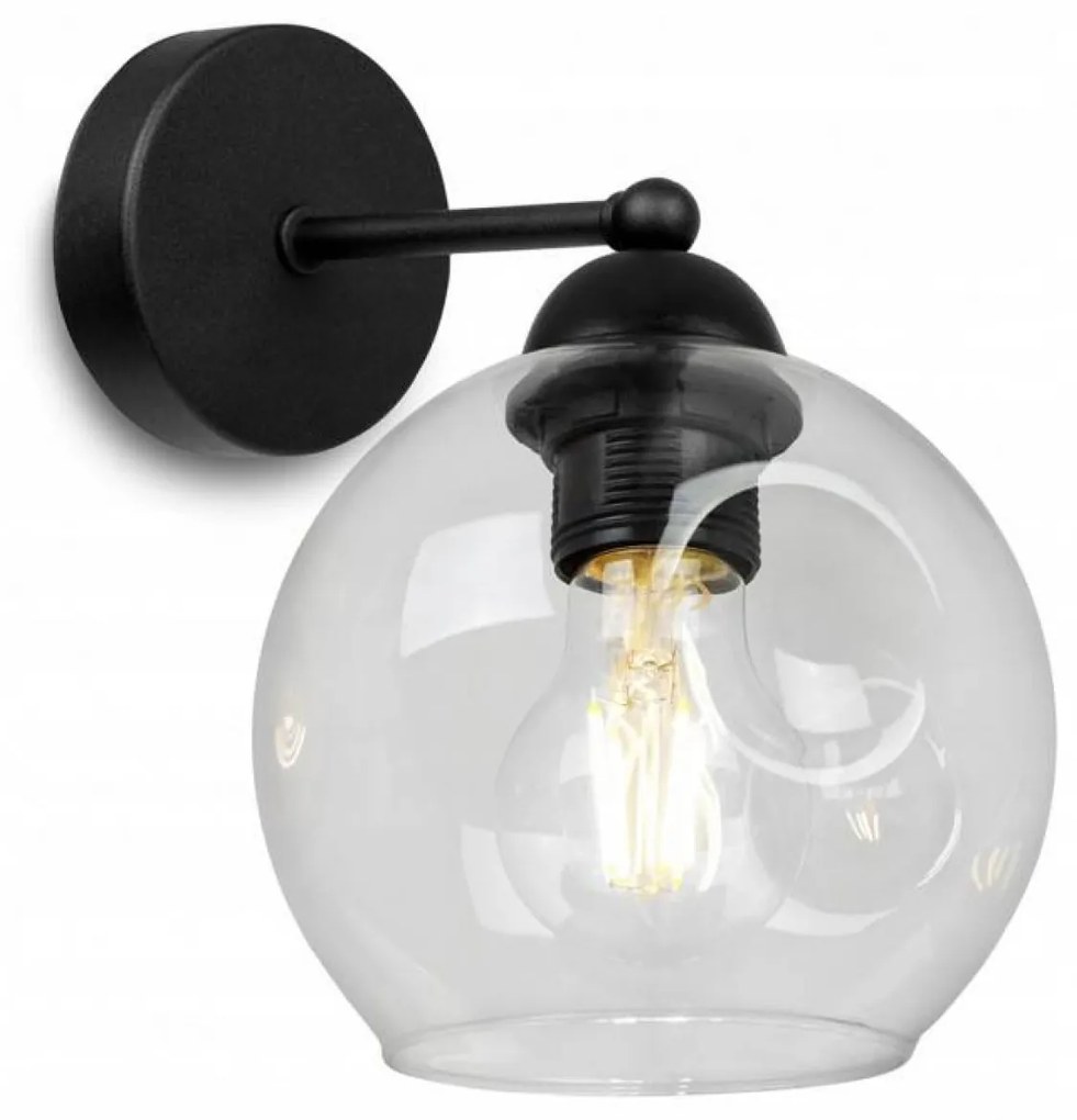 Light for home - Nástěnné svítidlo se stínidlem z foukaného skla RIO 2336/K, E27, Černá