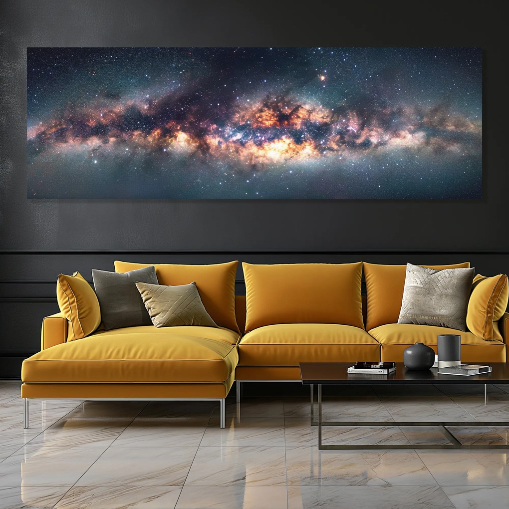 Obraz na plátně - Galaxie Mléčná dráha FeelHappy.cz Velikost obrazu: 90 x 30 cm