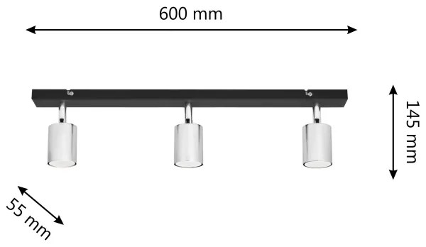 LED Bodové svítidlo TUNE 3xGU10/4,8W/230V matný chrom/černá