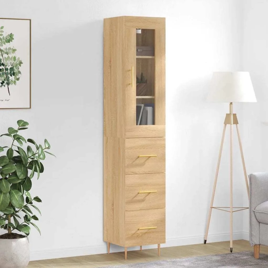 vidaXL Skříň highboard 34,5 x 34 x 180 cm kompozitní dřevo [3199226] Barva: Betonová šedá