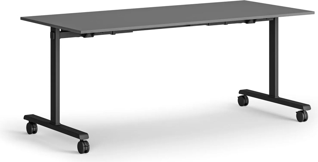 Mobilní stůl MATCH, 180x80 cm, černá podnož, grafit