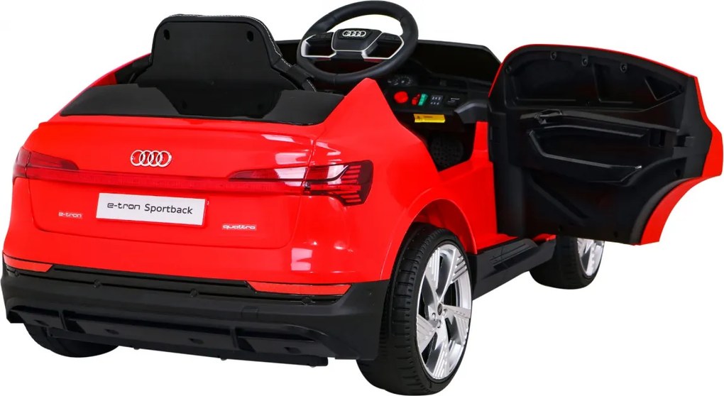 Ramiz Audi E-Tron Sportback pro děti červené + na dálkové ovládání + pohon 4x4 + pomalý start + rádio MP3 + LED