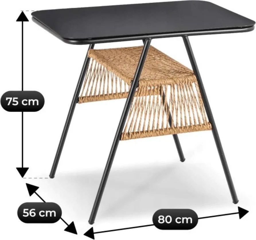 Zahradní balkonový set Stordi - 2 židle, černá / ratan