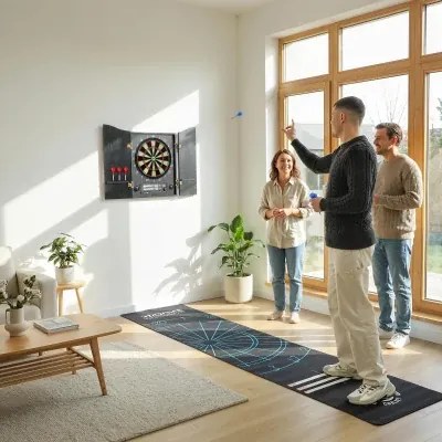 SPORTNOW Elektronický terč E Dartboard s dveřmi vzhled dřeva, LED displej, hlasové hlášení, 6 šipek, 24 náhradních hrotů