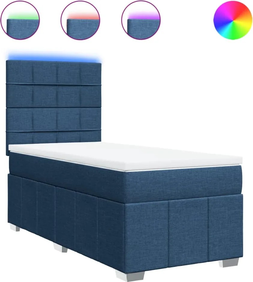 Box spring postel s matrací modrá 90x200 cm textil 3293857