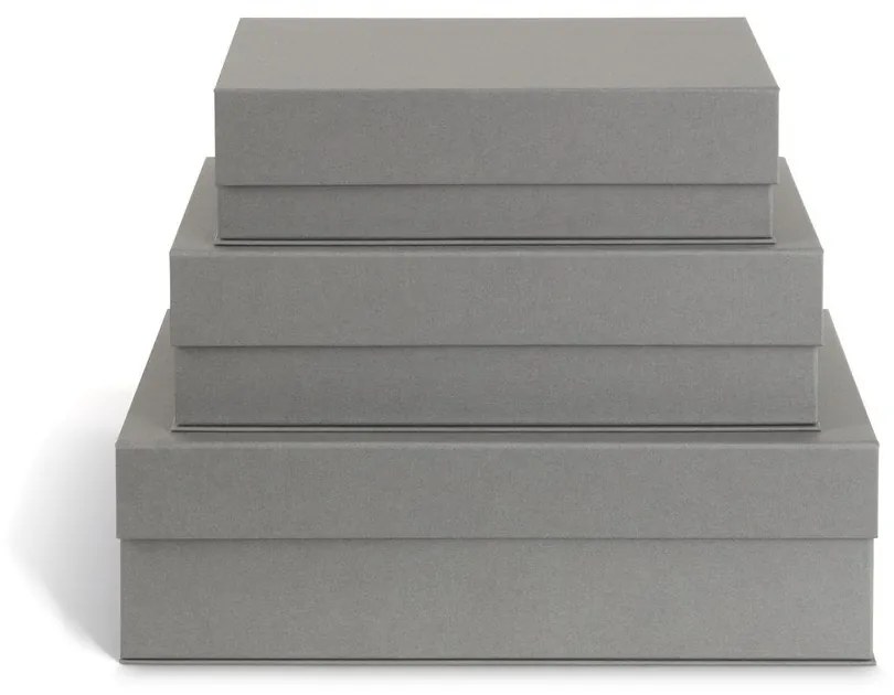 Šedé kartonové úložné boxy v sadě 3 ks s víkem 42,5x29,5x13 cm Kian Paper Laminate – Bigso