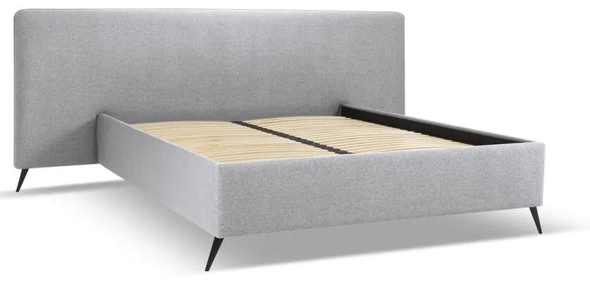 Šedá čalouněná dvoulůžková postel s úložným prostorem a roštem 140x200 cm Walter – Milo Casa