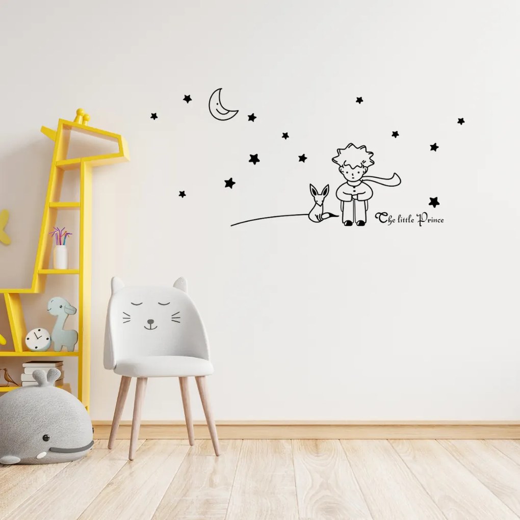PIPPER | Samolepka na zeď "Malý Princ - černá" 96x42 cm