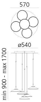 Artemide 0355030A - LED Stm. lustr na lanku ORSA CLUSTER LED/37W/230V 3000K