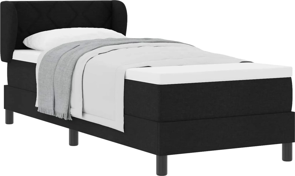 Postel s boxspringem s čelo Černá 80 x 200 cm textil 3340054