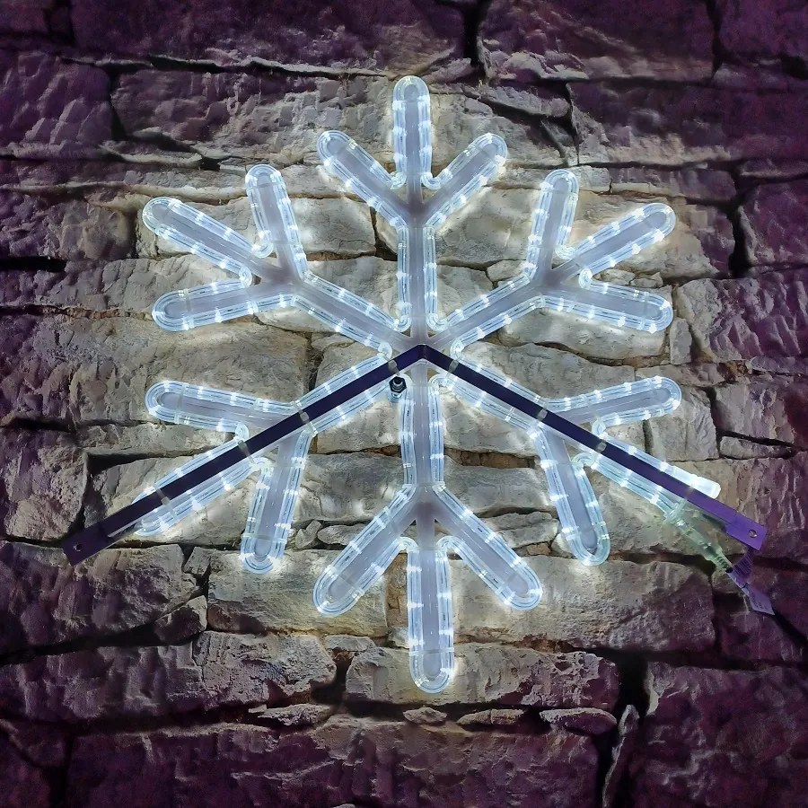 Easy Fix 2D LED světelná vločka VII., Ø 66 cm, ledově bílá s FLASH, závěsný, 3D tisk, IP67