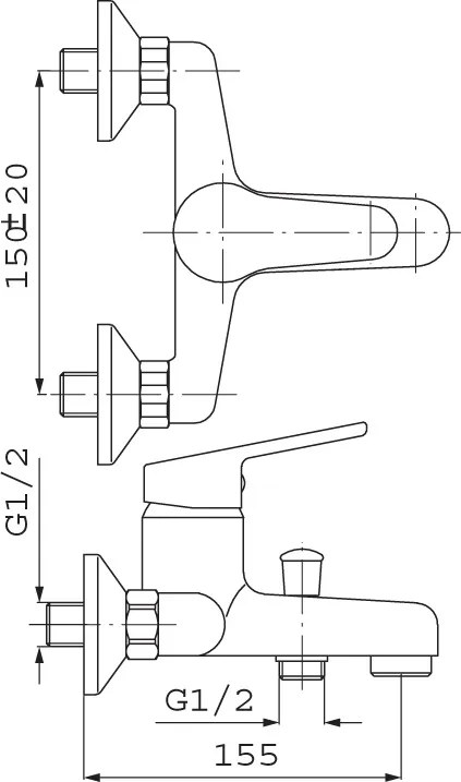 Ferro Smile Vanová baterie 150 mm, chrom, 71020,0