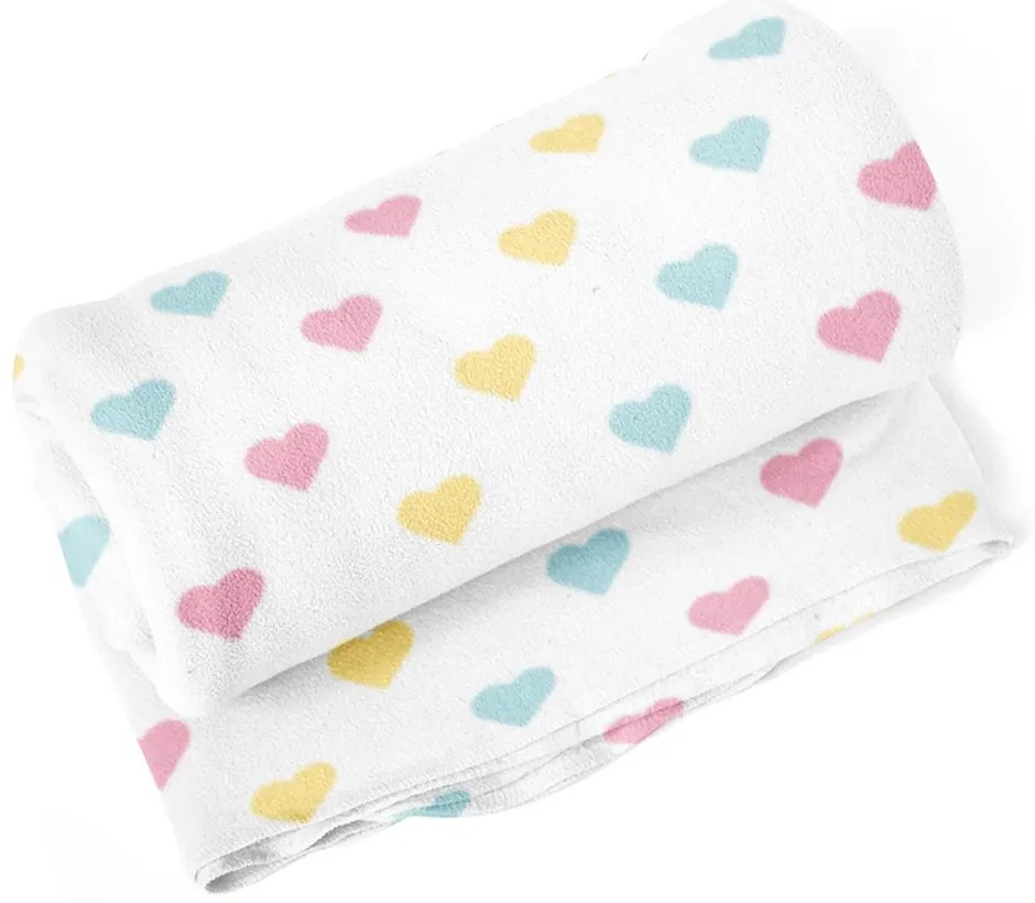 Sablio Deka Tříbarevná srdíčka - 150x120 cm