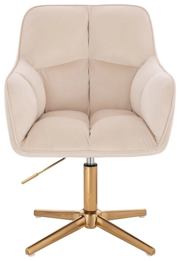 LuxuryForm DESIGN Otočné křeslo AMALFI VELUR na zlatém kříži - krémové