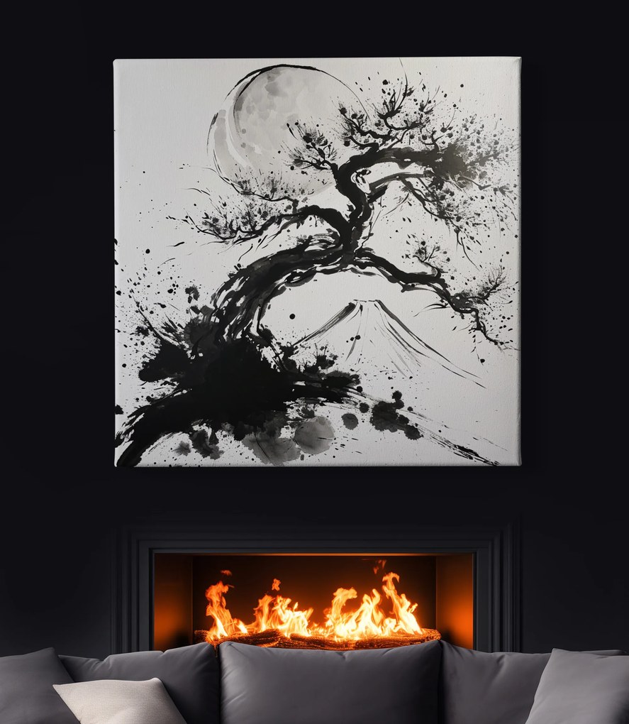Obraz na plátně - Strom života Japonský minimalismus FeelHappy.cz Velikost obrazu: 140 x 140 cm