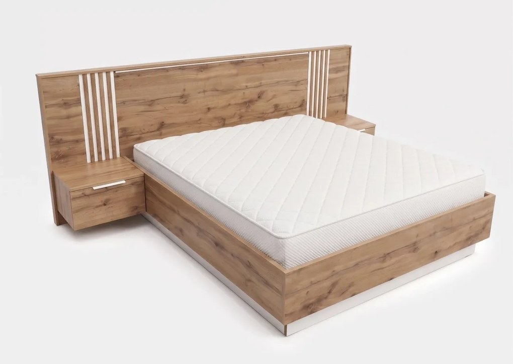 Stolar Postel Bali Lux 160×200 s LED osvětlením a nočními stolky | Moderní postel Barva: 4 bílá