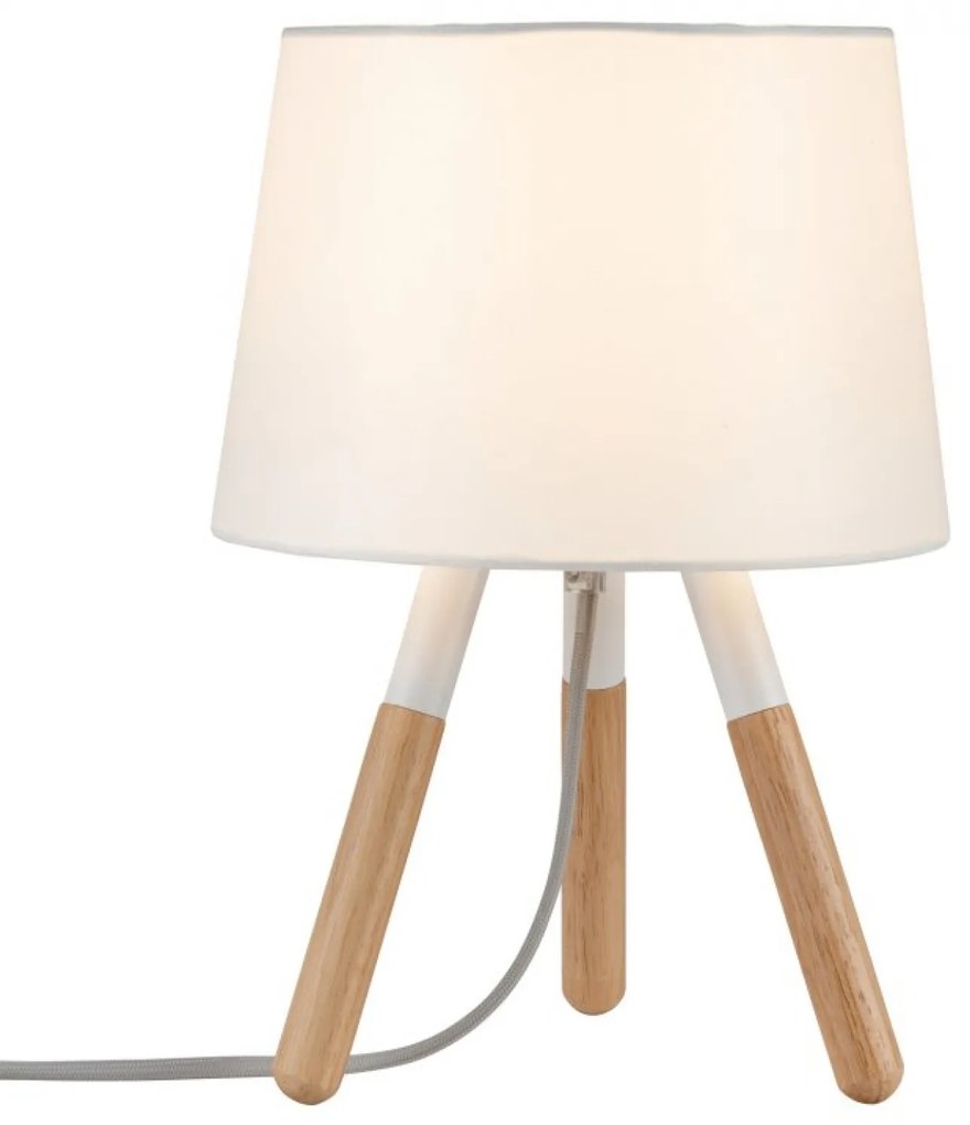 Stolní lampa Paulmann Berit (Ø 220 x 315 mm, 20 W, dřevo, bílá) PA 79646