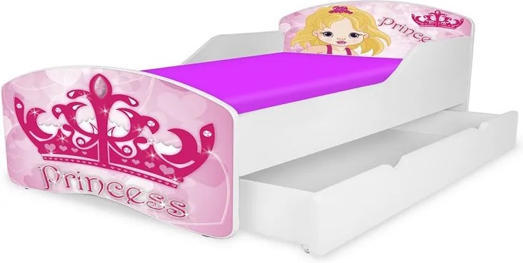 Dětská postel Princezna se šuplíkem - small rainbow - Rozměry 140x70 cm