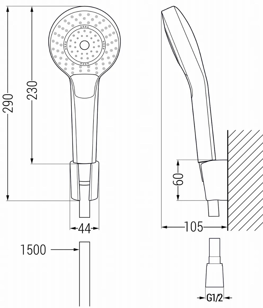 Mexen Royo vanová baterie se sprchovým setem R05, bílá - 7223R05-20