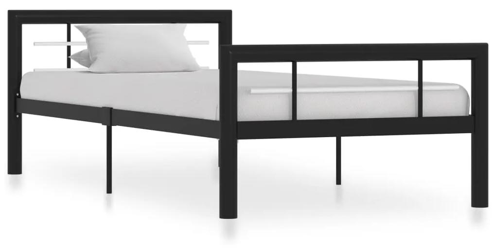 284551 vidaXL Rám postele černobílý kov 100 x 200 cm