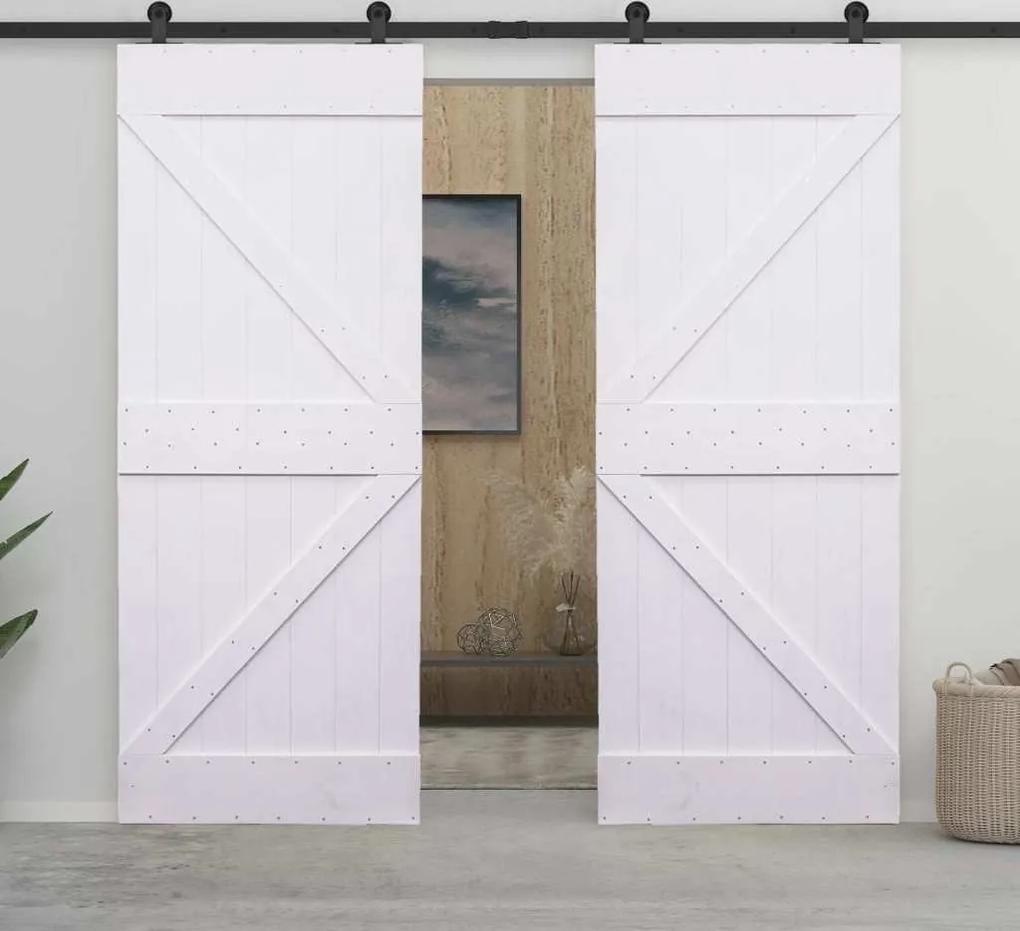 vidaXL Posuvné dveře s kováním 80 x 210 cm masivní borovice [3057585] Barva: Hnědá