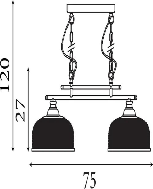 Searchlight 3592-2AB Dvojité závěsné svítidlo BISTRO patina, čiré sklo