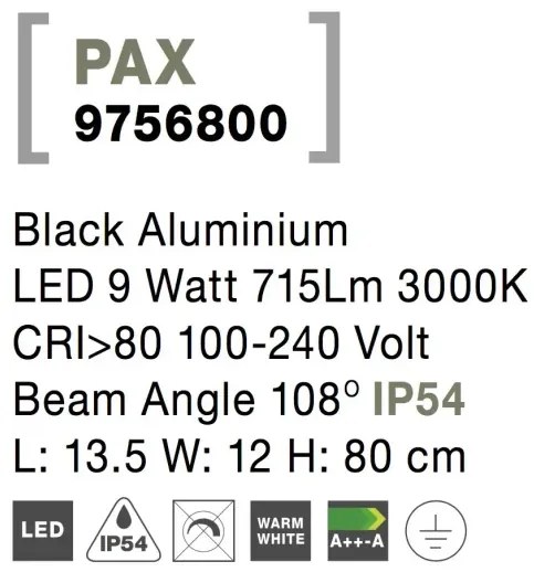 Venkovní LED lampa Pax A 135 černé