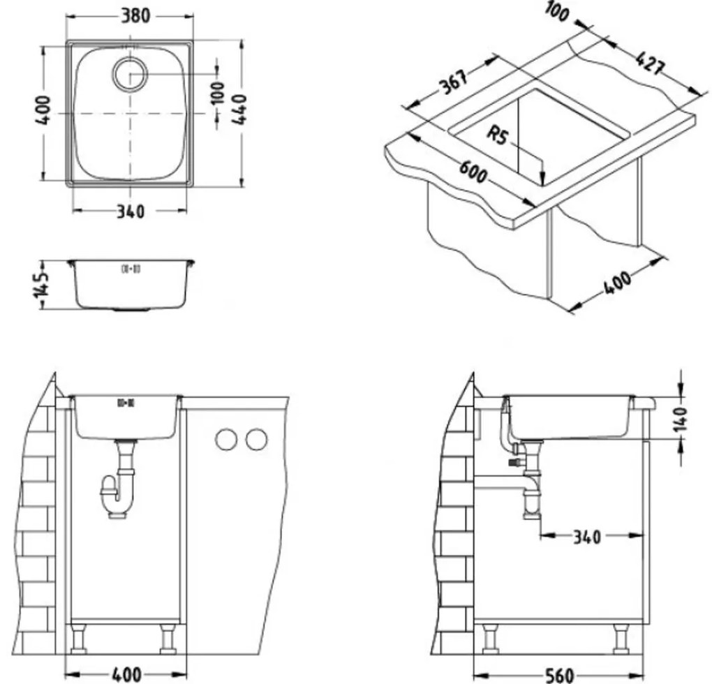 Nerezový dřez Alveus BASIC 10 fi 90