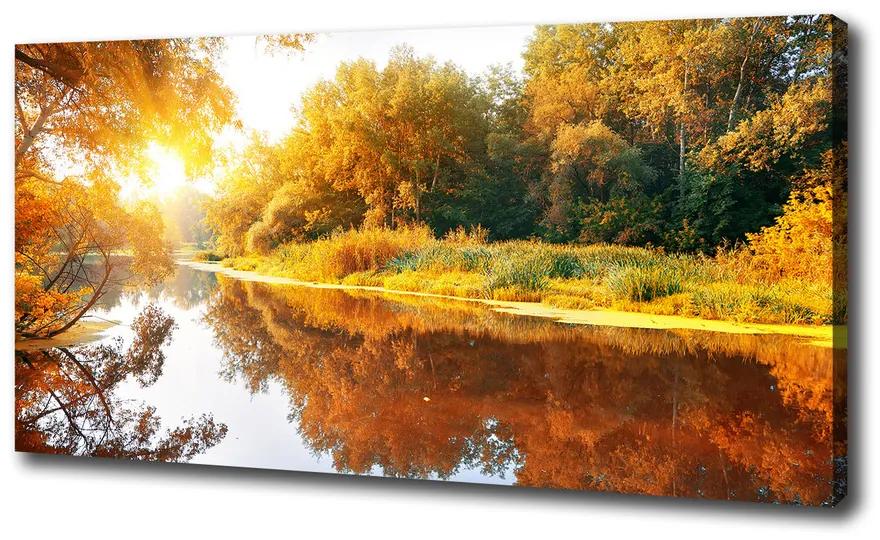 Wallmuralia Foto obraz na plátně do obýváku Řeka na podzim 100x50 cm