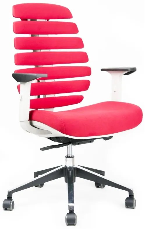 Kancelářská židle FISH BONES šedý plast,červená látka 26-68