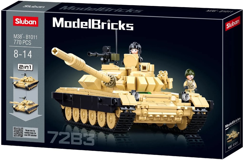 Stavebnice sluban model bricks m38-b1011 t-72b3 hlavní tank 2v1