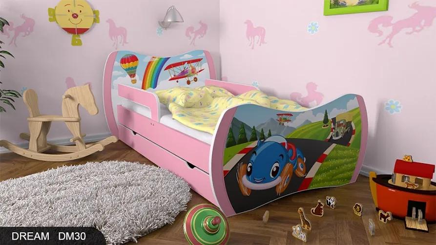 Dětská postel Dream vzor 30 180x90 cm růžová