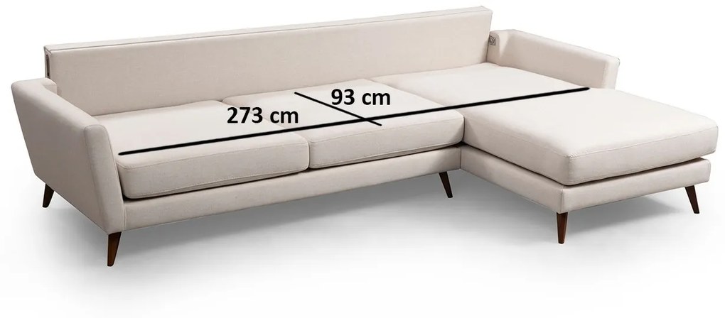 Rohová rozkládací sedačka Waneta 303 cm béžová - pravá