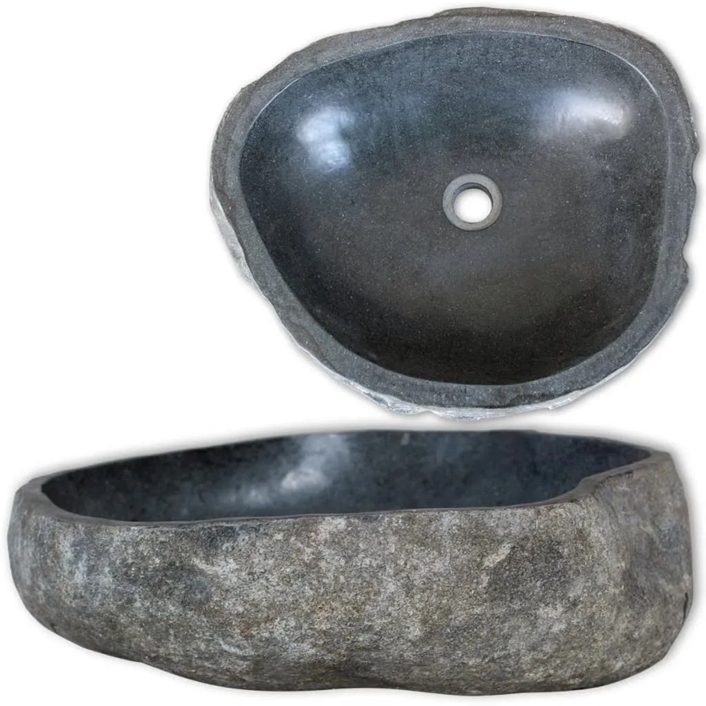 146212 vidaXL Umyvadlo říční kámen oválné 29–38 cm