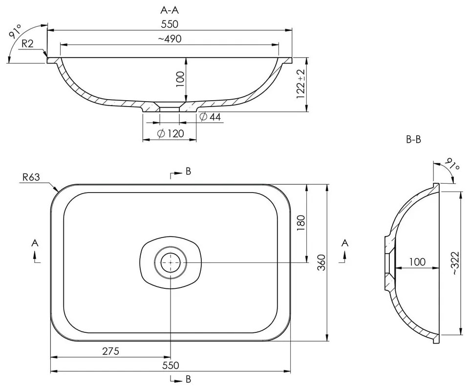 Bílé umyvadlo z litého mramoru 55x36 cm Japura – Sapho