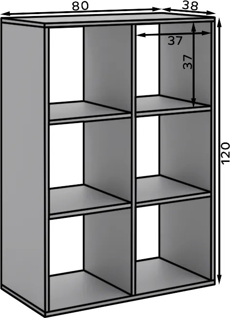 ADRK Furniture Regál Lenti 2x3 BS-LEN-2X3-G